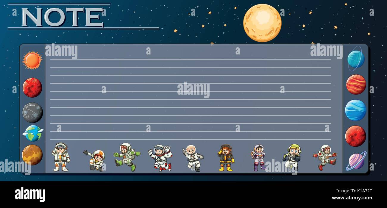 Paper template with planets in universe illustration Stock Vector Image ...