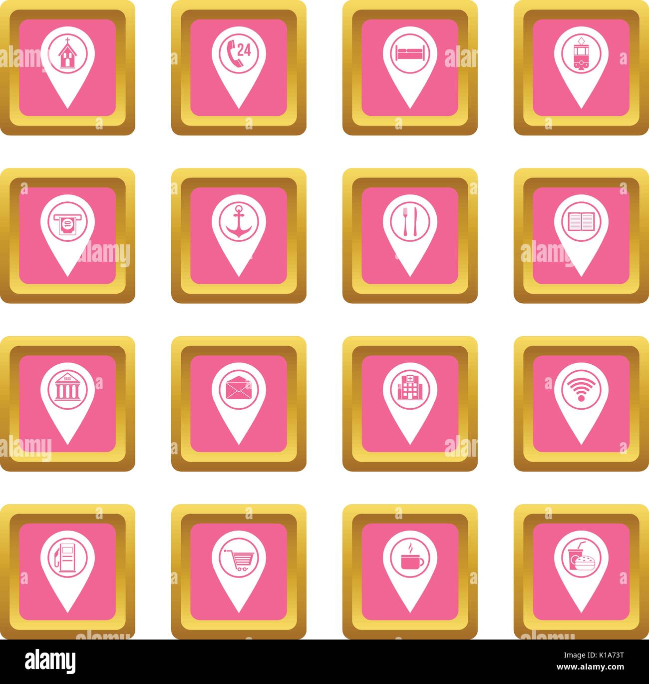Points of interest icons pink Stock Vector Image & Art - Alamy