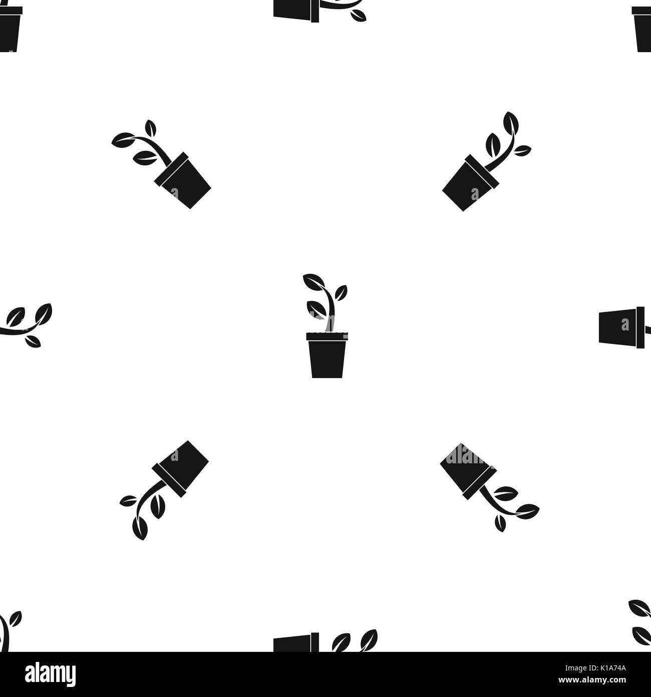 Sprout in pot pattern seamless black Stock Vector Image & Art - Alamy