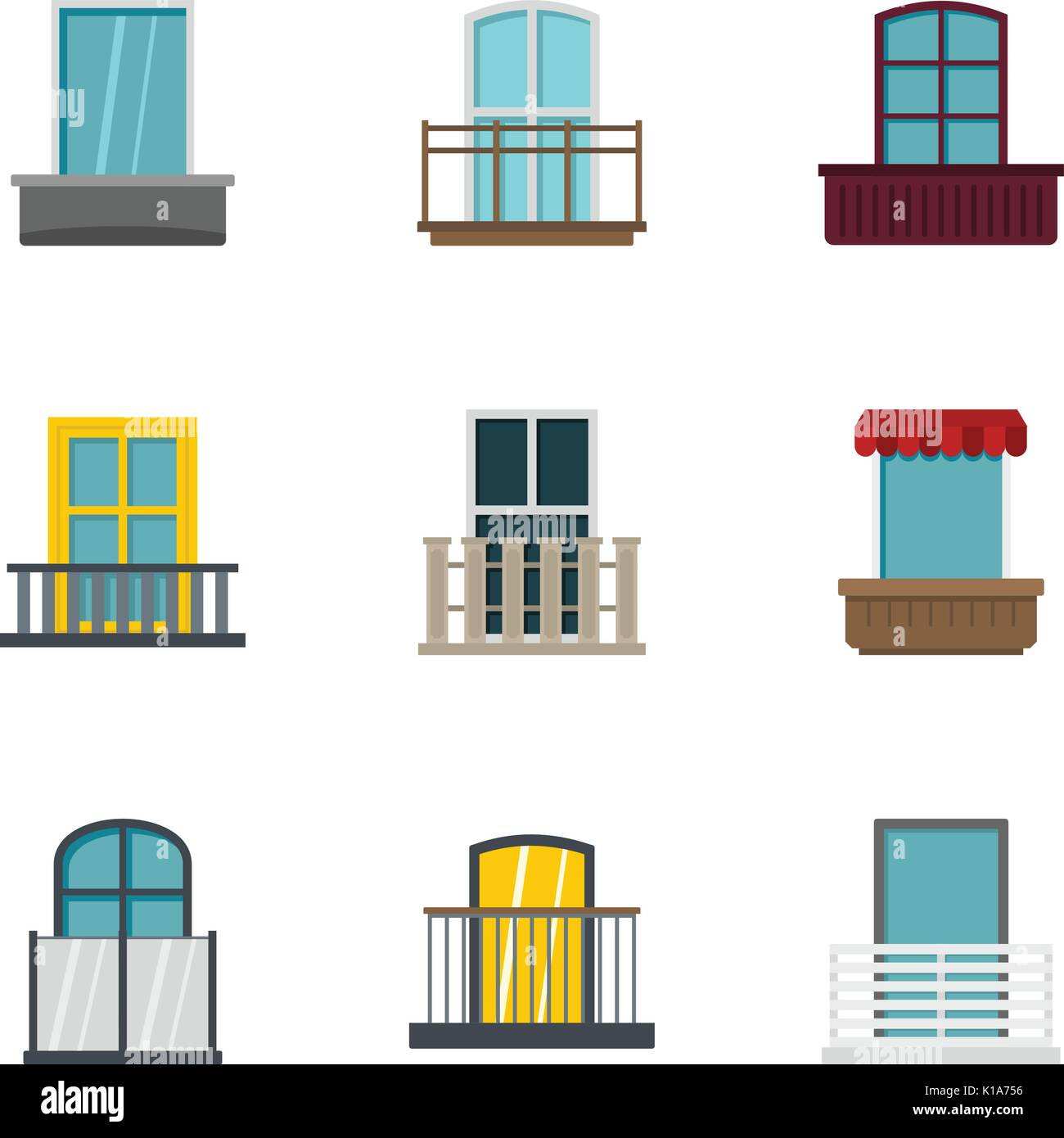 Construction balcony icon set, flat style Stock Vector Image & Art - Alamy