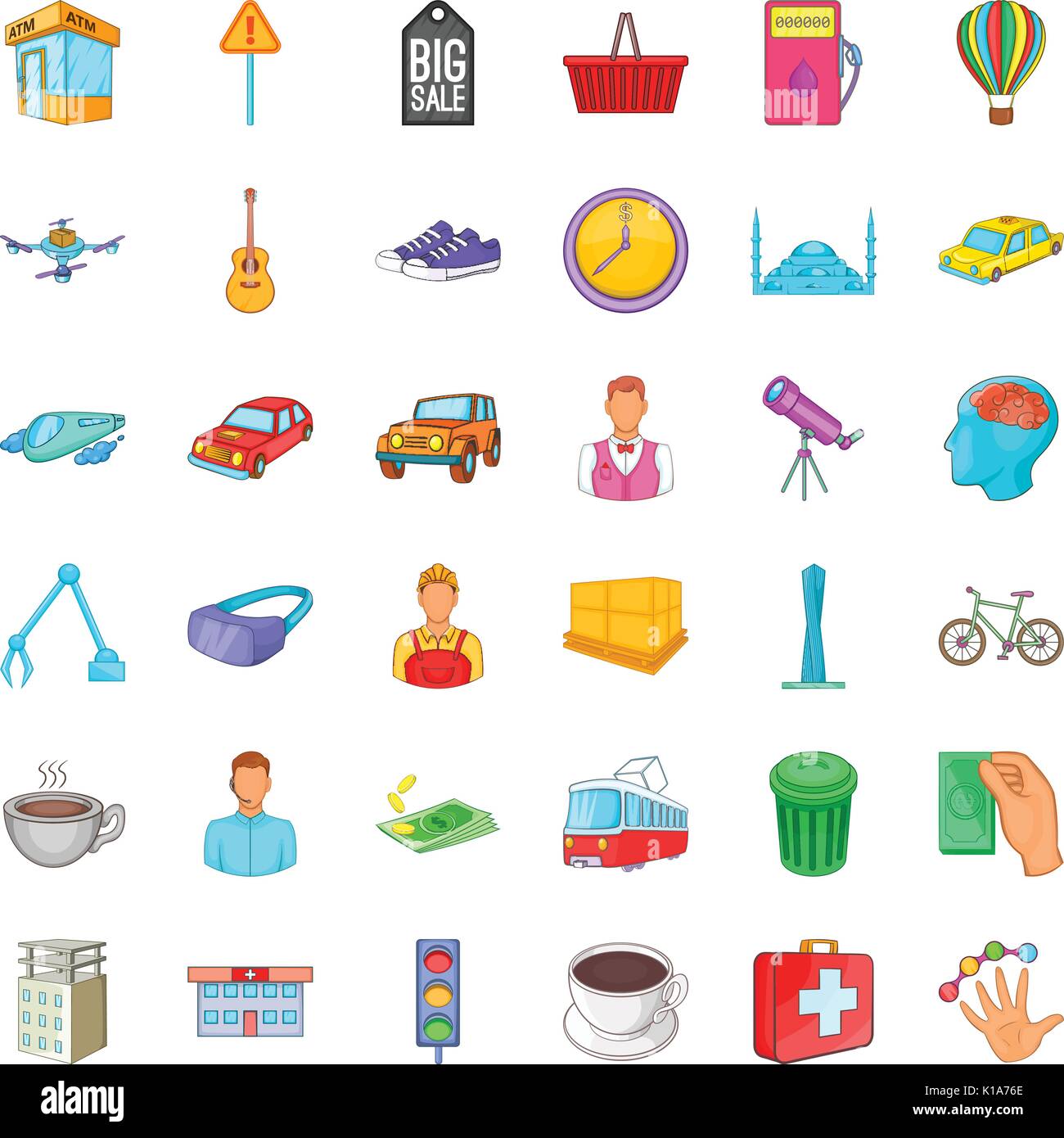 Urban icons set, cartoon style Stock Vector Image & Art - Alamy