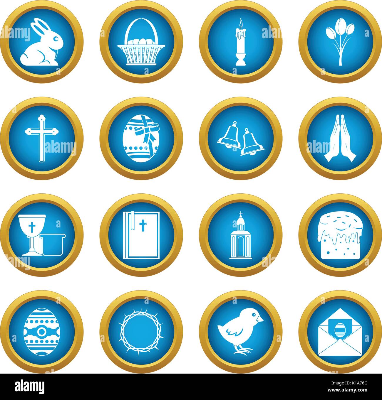 Easter items icons blue circle set Stock Vector Image & Art - Alamy