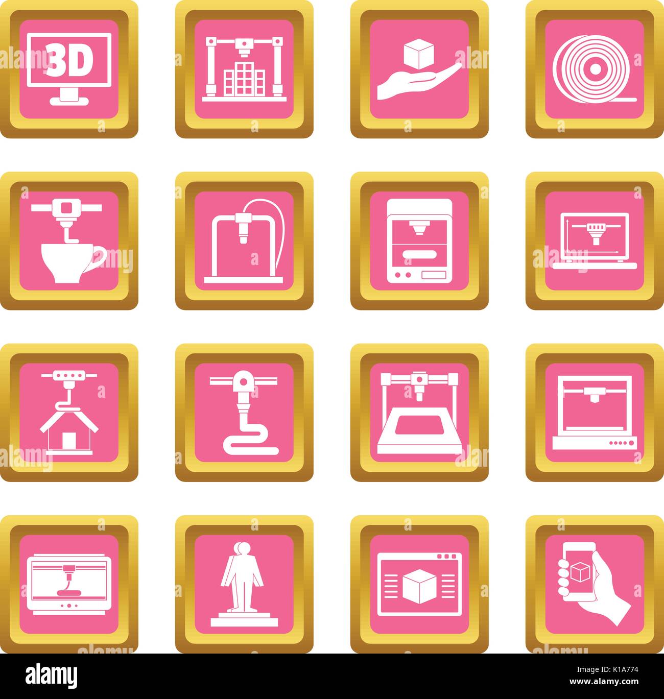 3D Printing icons pink Stock Vector Image & Art - Alamy