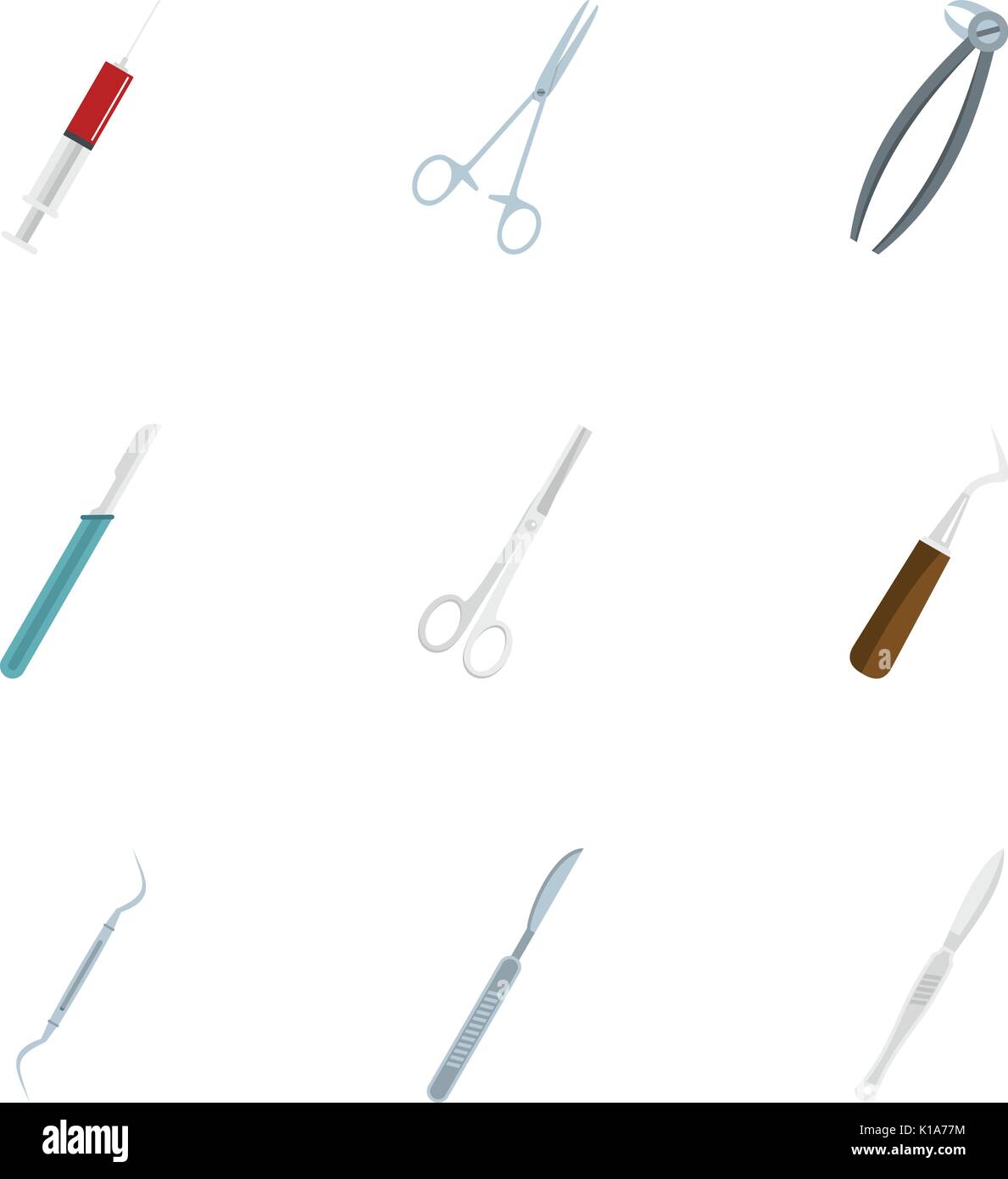 Medical surgery accessory icon set, flat style Stock Vector Image & Art ...