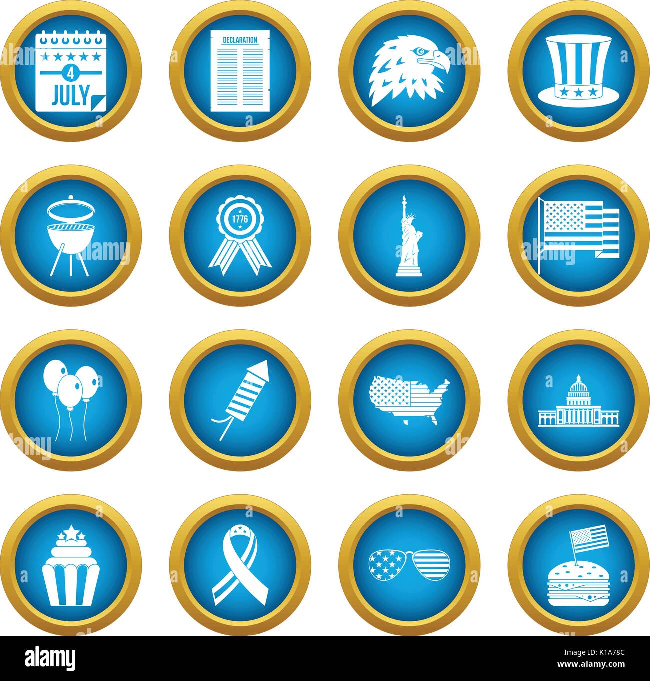 Independence day flag icons blue circle set Stock Vector Image & Art ...