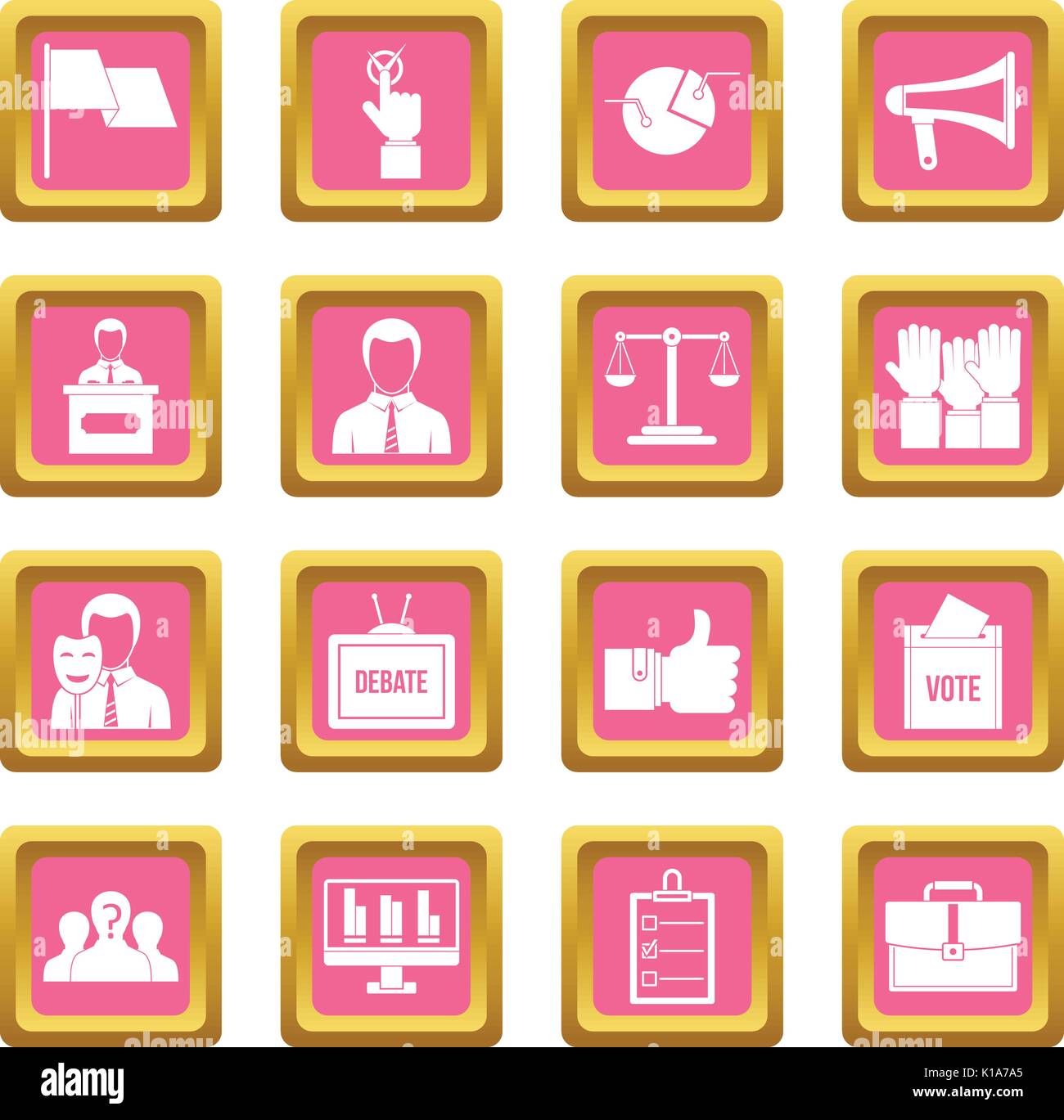 Election voting icons pink Stock Vector Image & Art - Alamy
