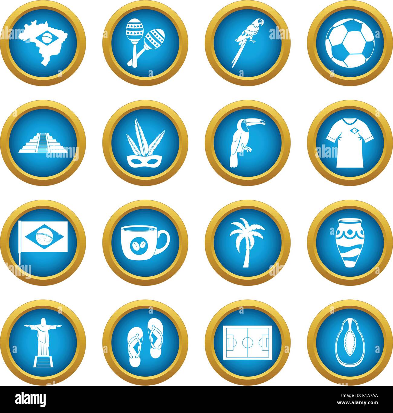 Brazil travel symbols icons blue circle set Stock Vector Image & Art ...