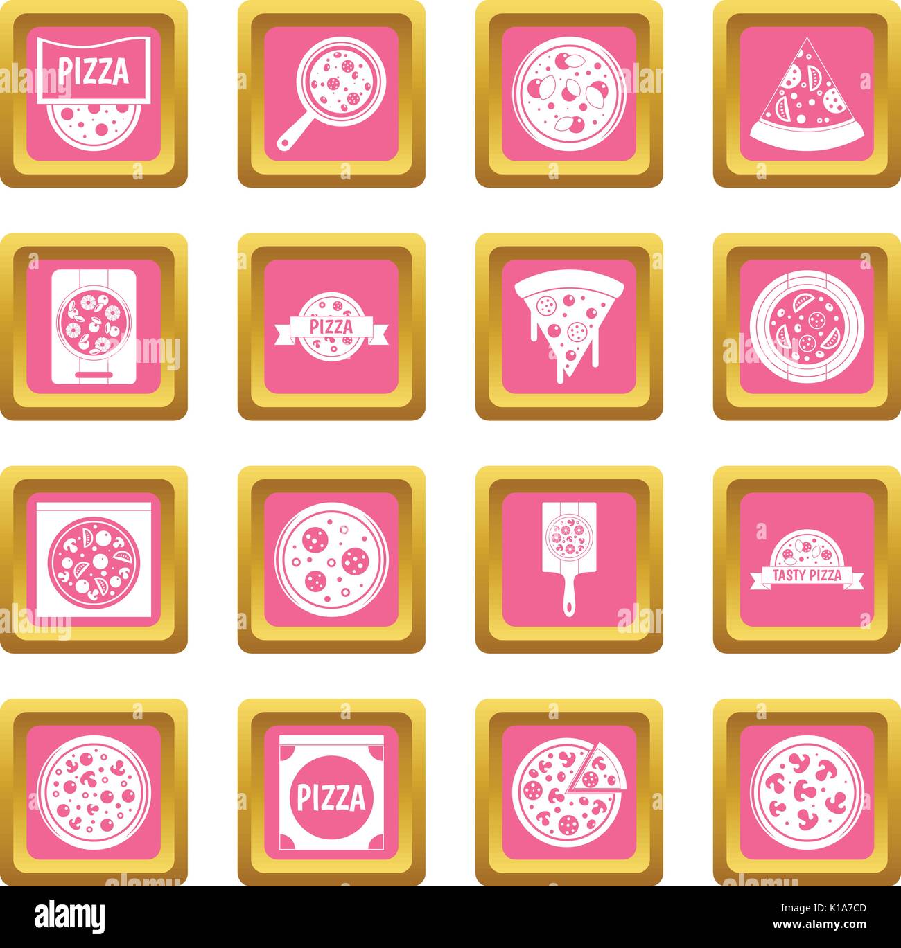 Pizza icons pink Stock Vector Image & Art - Alamy