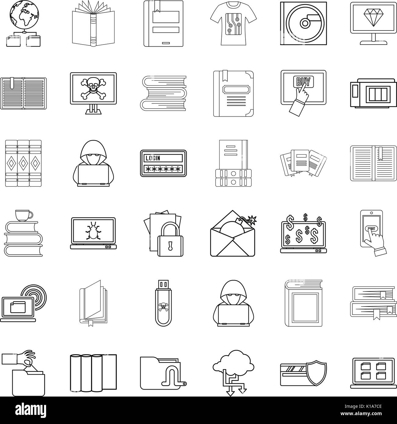 Ebook icons set, outline style Stock Vector Image & Art - Alamy