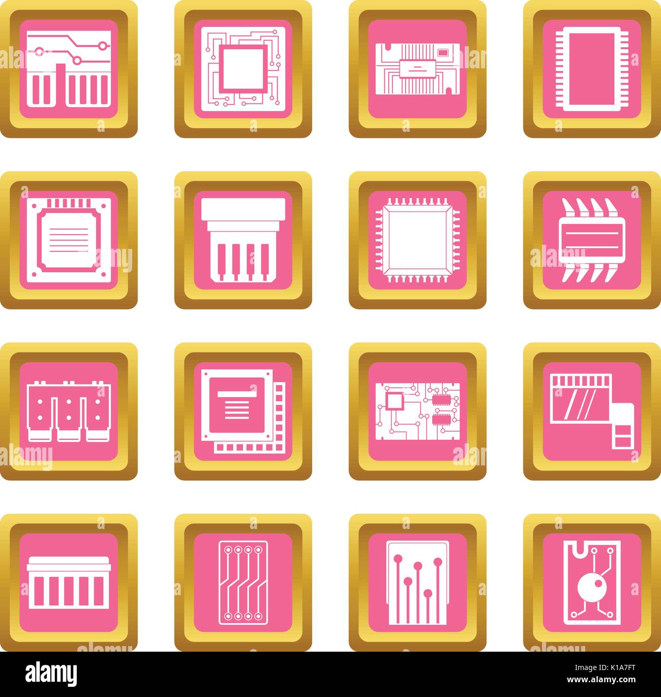 Computer chips icons pink Stock Vector Image & Art - Alamy