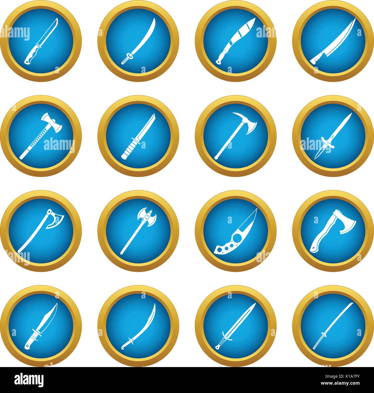 Steel arms symbols icons blue circle set Stock Vector Image & Art - Alamy