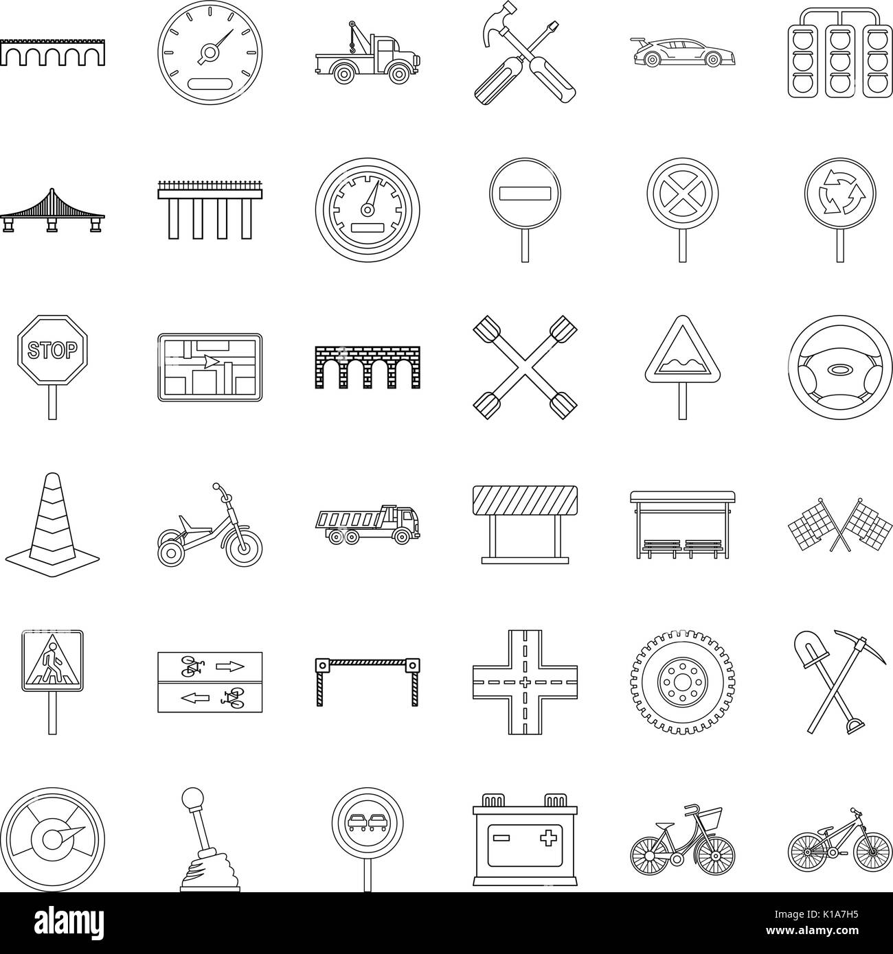 Traffic light icons set, outline style Stock Vector Image & Art - Alamy