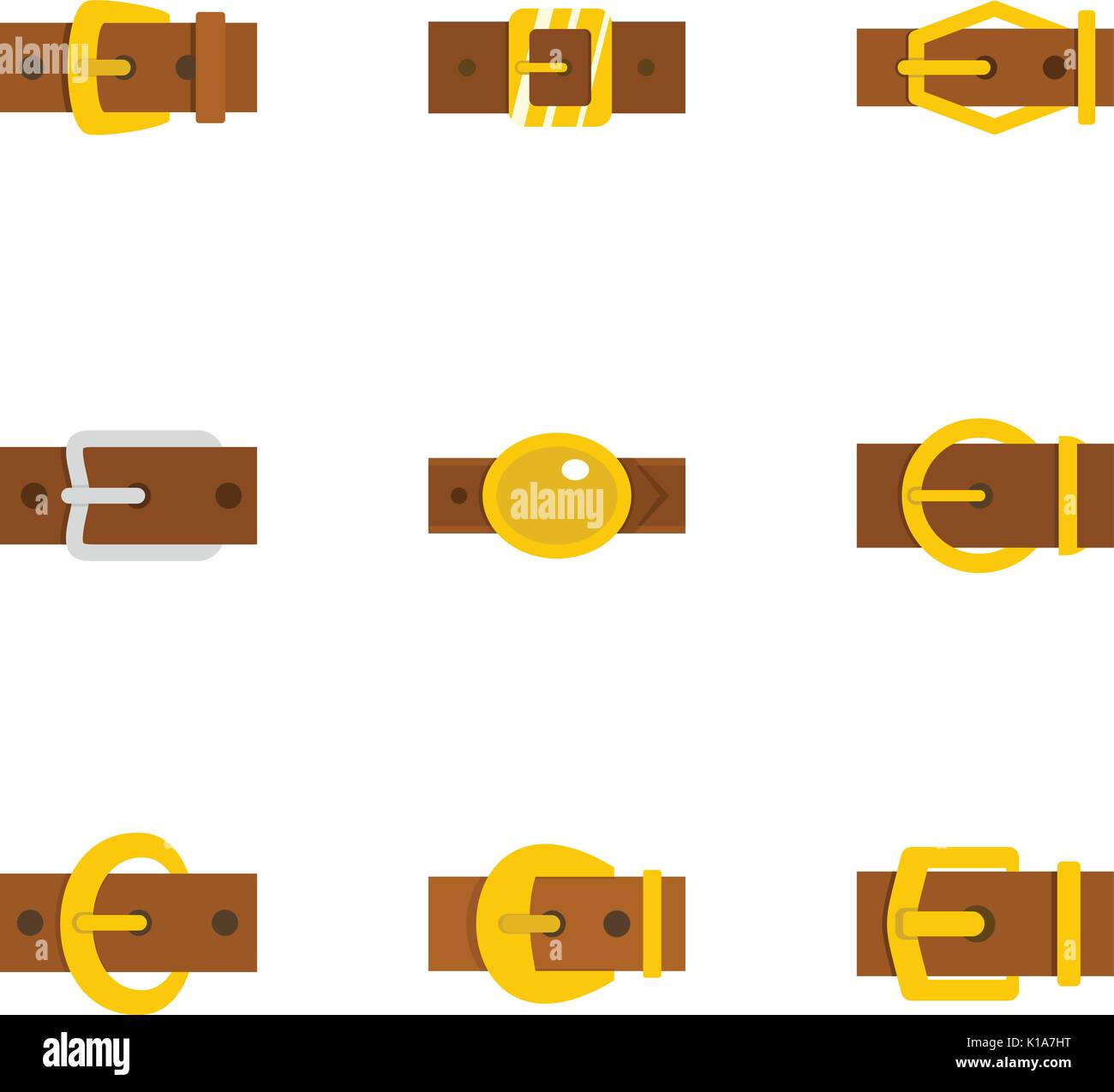 Metal belt buckle icon set, flat style Stock Vector Image & Art - Alamy