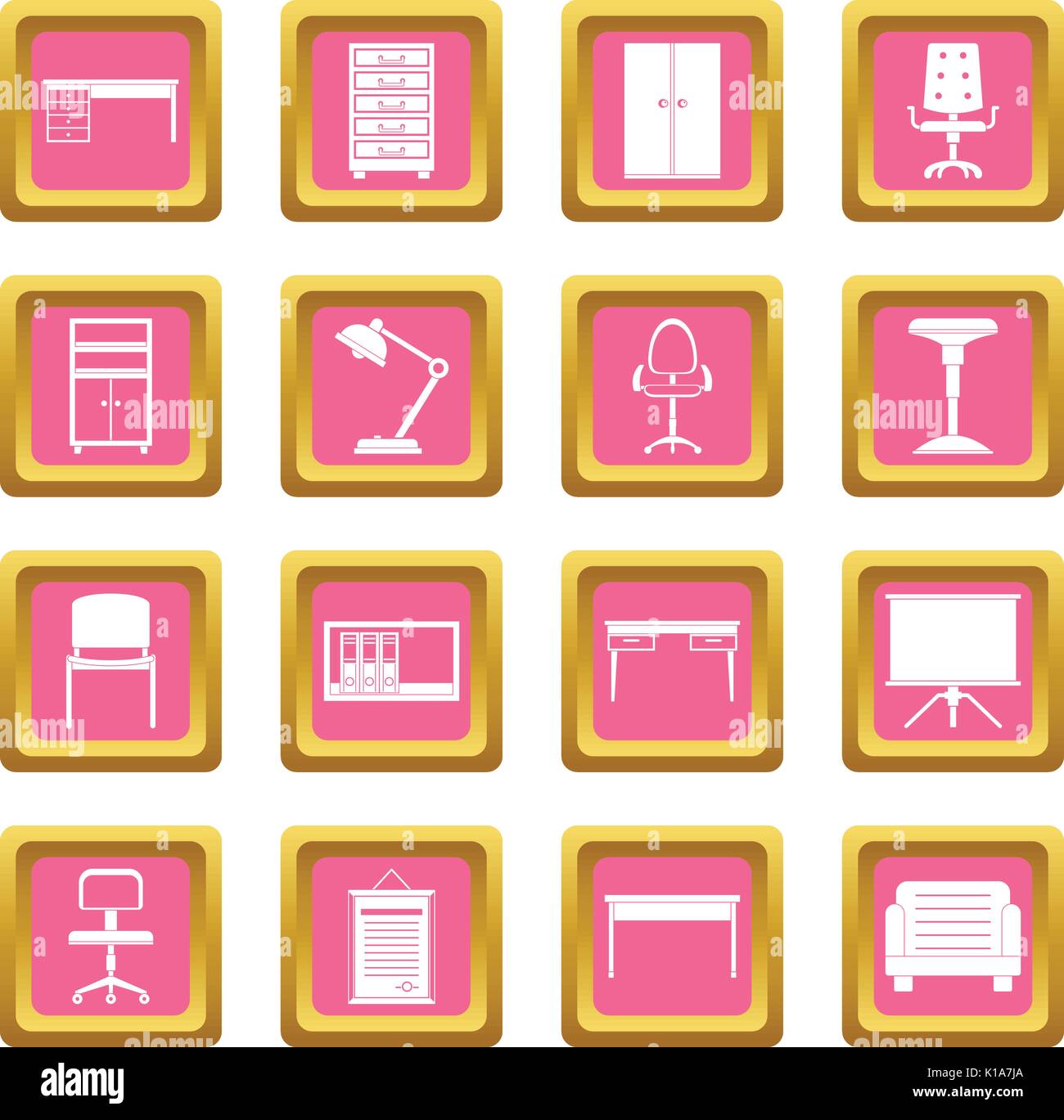 Office furniture icons pink Stock Vector Image & Art - Alamy