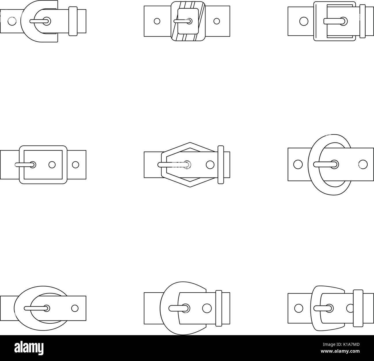 Fashion belt buckle icon set, outline style Stock Vector Image & Art ...