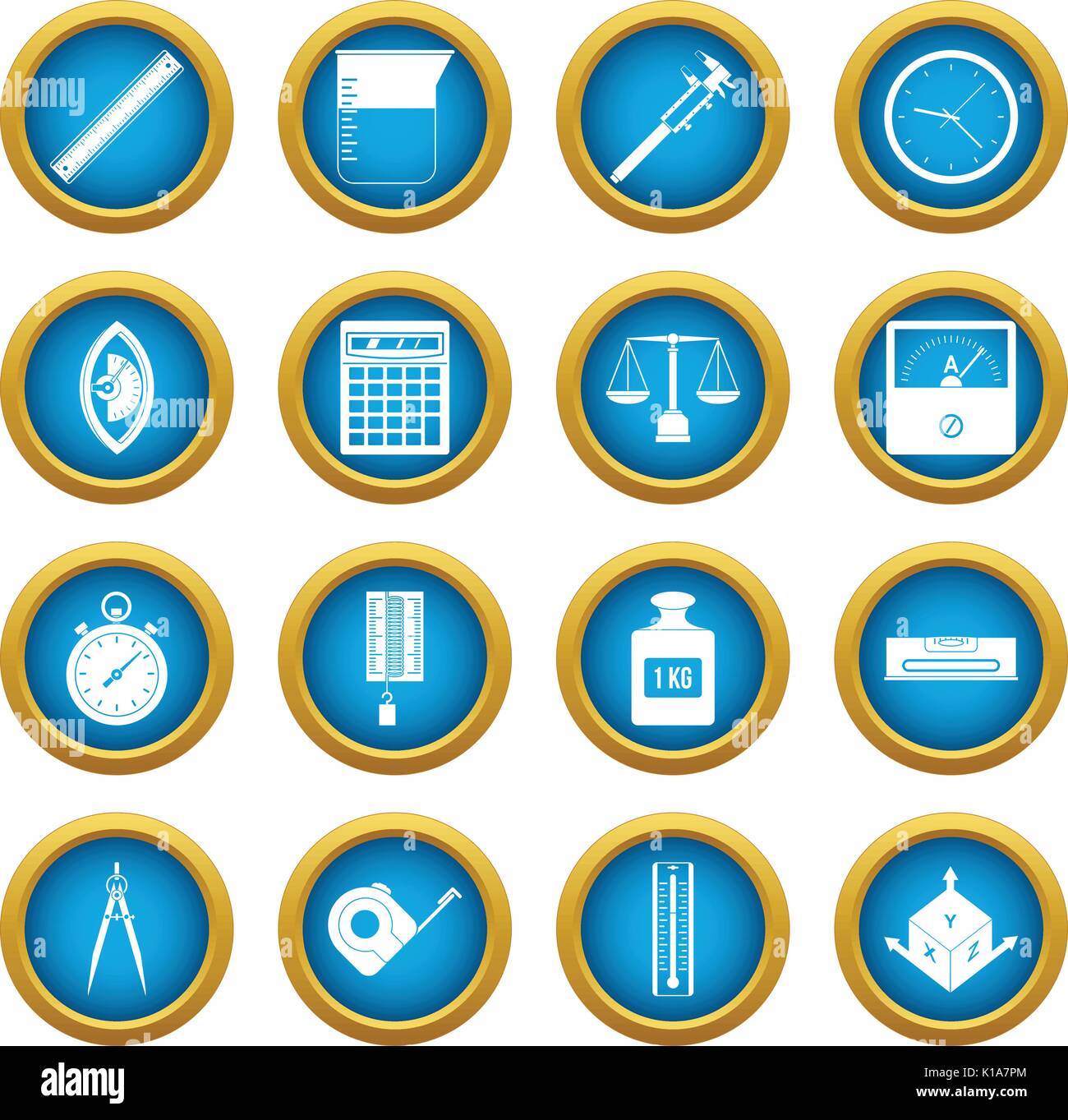 Measure precision icons blue circle set Stock Vector Image & Art - Alamy
