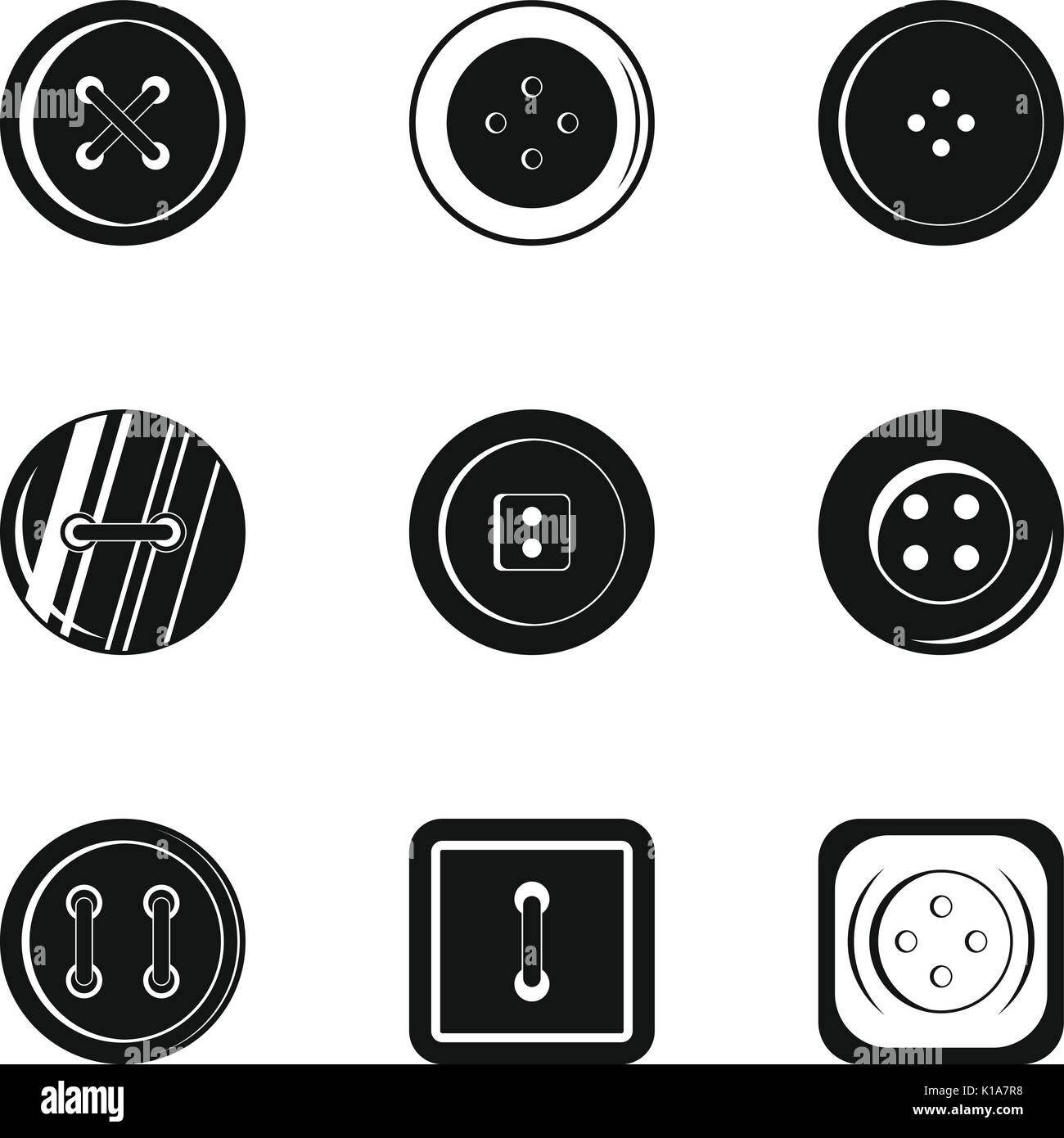 Fashion clothes button icon set, simple style Stock Vector Image & Art ...