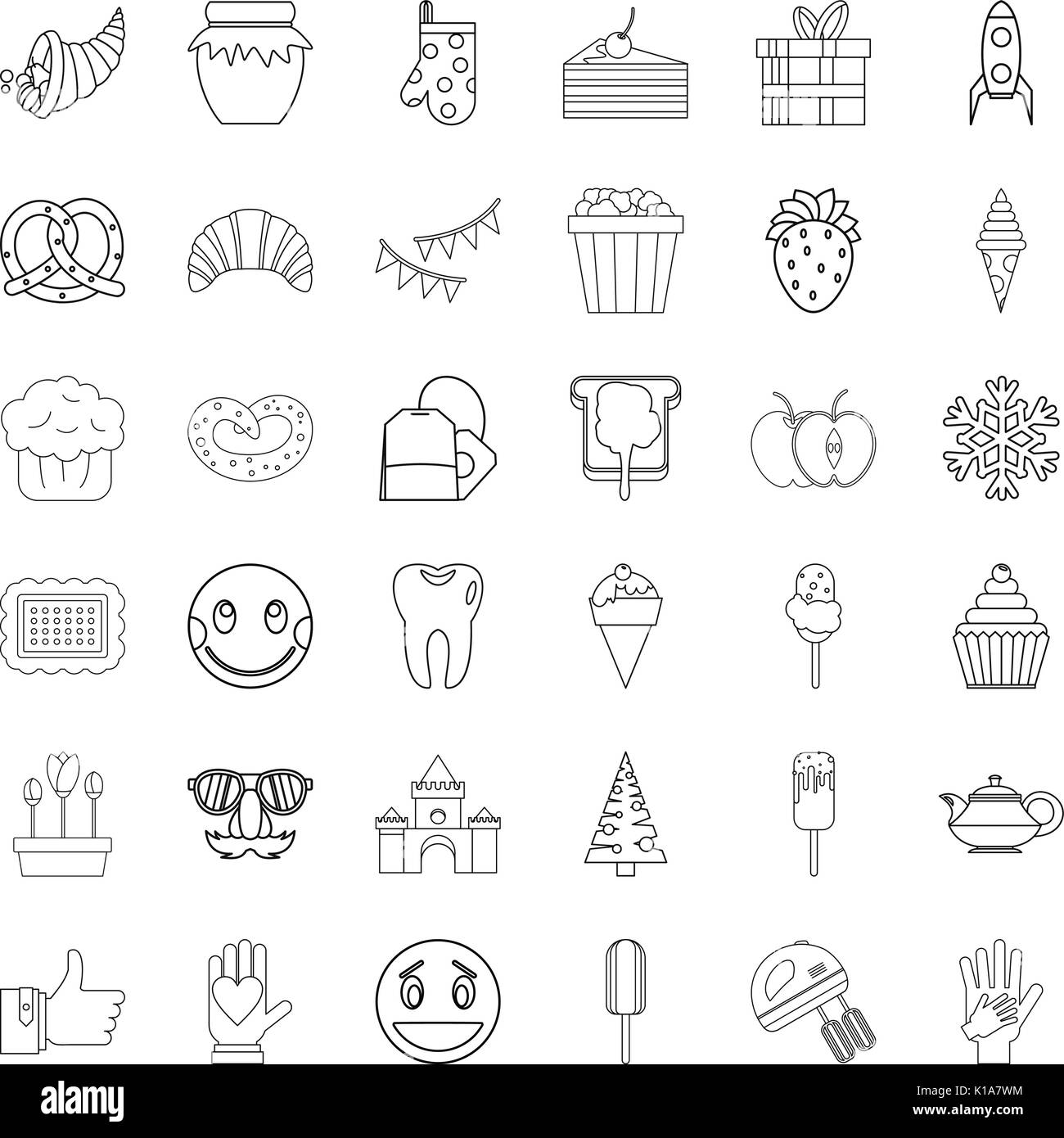 Sweet stuff icons set, outline style Stock Vector Image & Art - Alamy