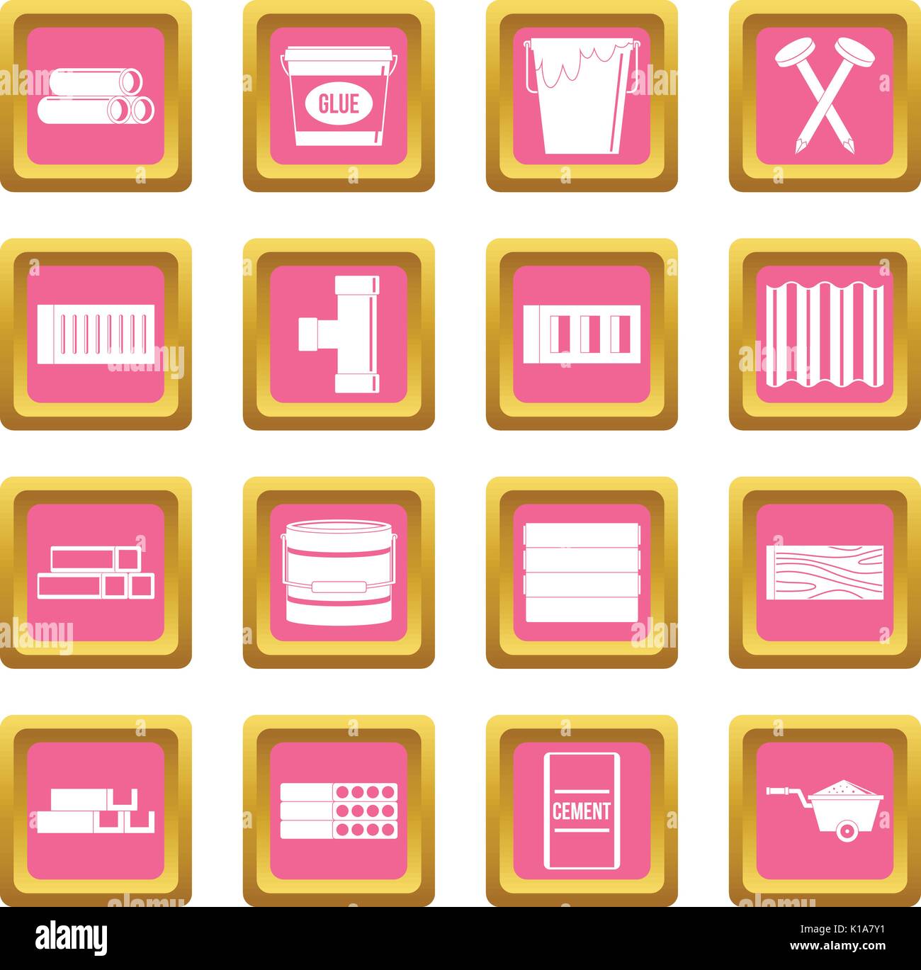 Building materials icons pink Stock Vector Image & Art - Alamy