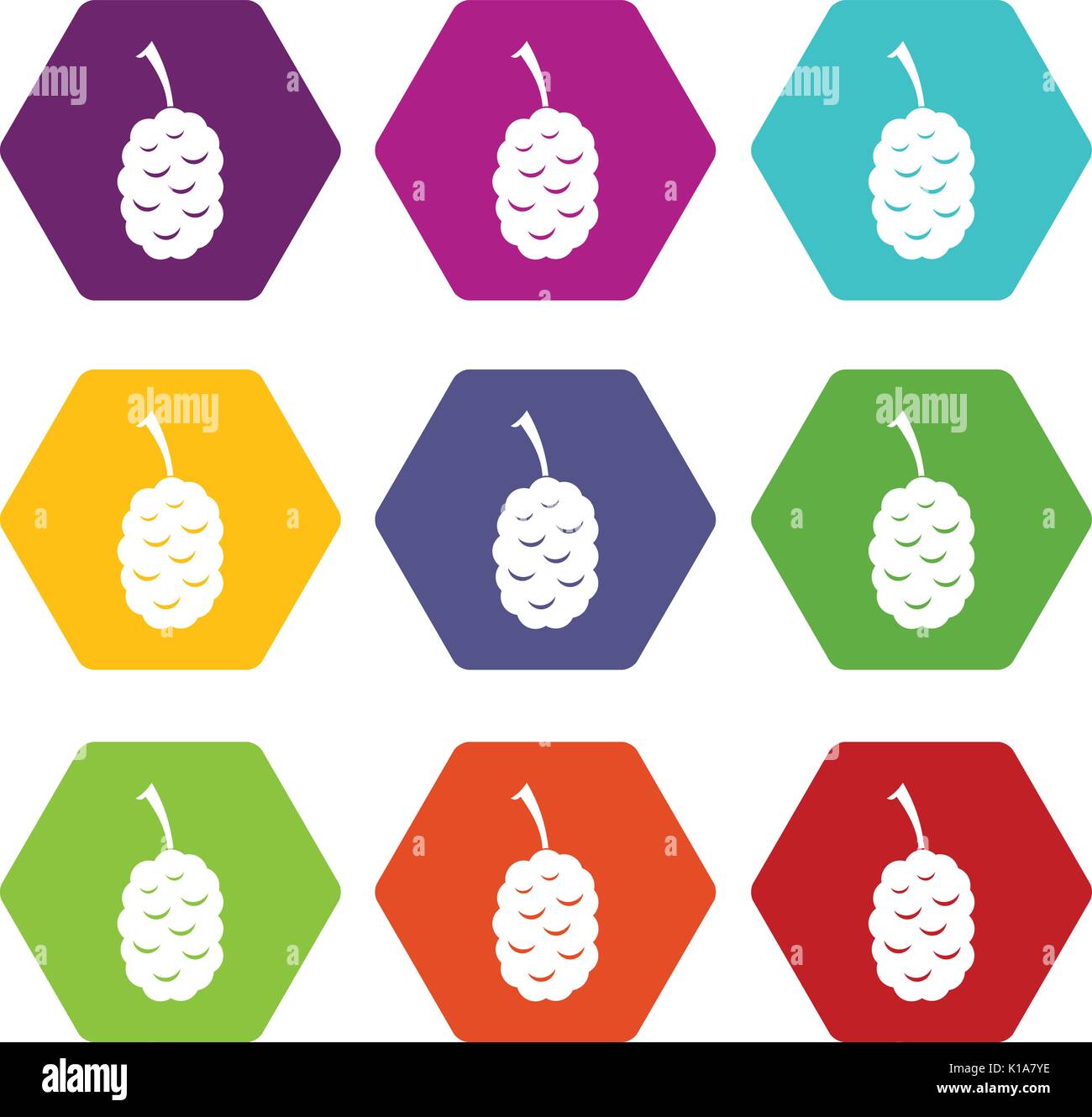 Fruit of mulberry icon set color hexahedron Stock Vector Image & Art ...