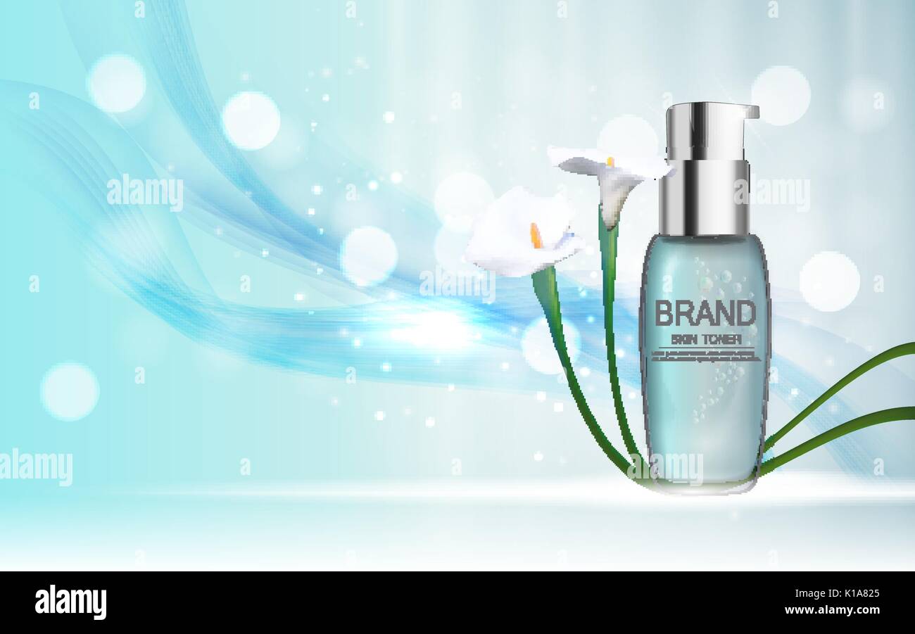 Skin Toner Bottle Tube Template for Ads or Magazine Background Stock ...