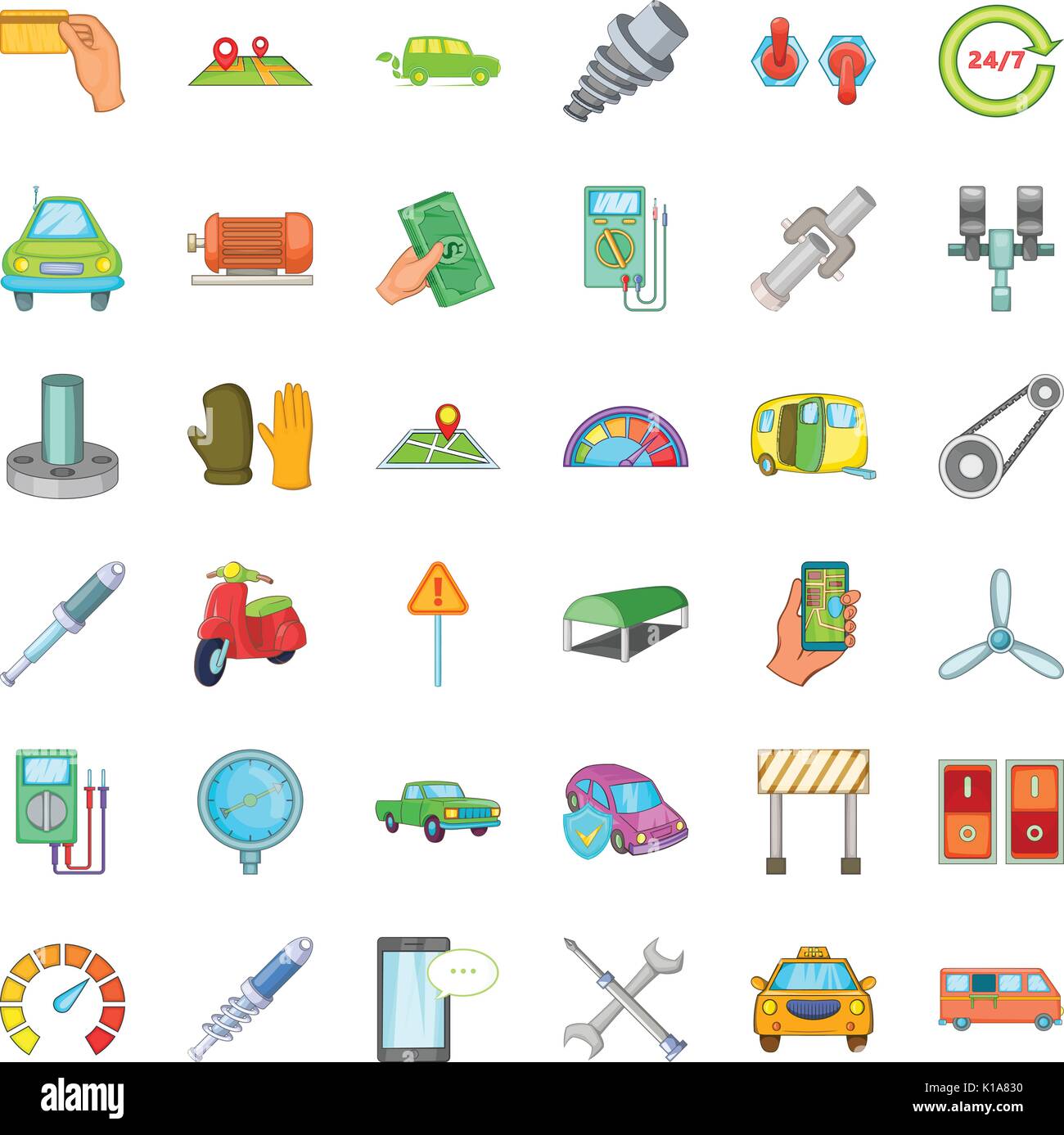 Garage icons set, cartoon style Stock Vector Image & Art - Alamy