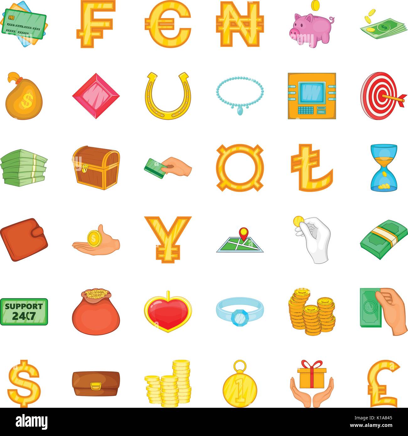 Gold icons set, cartoon style Stock Vector Image & Art - Alamy