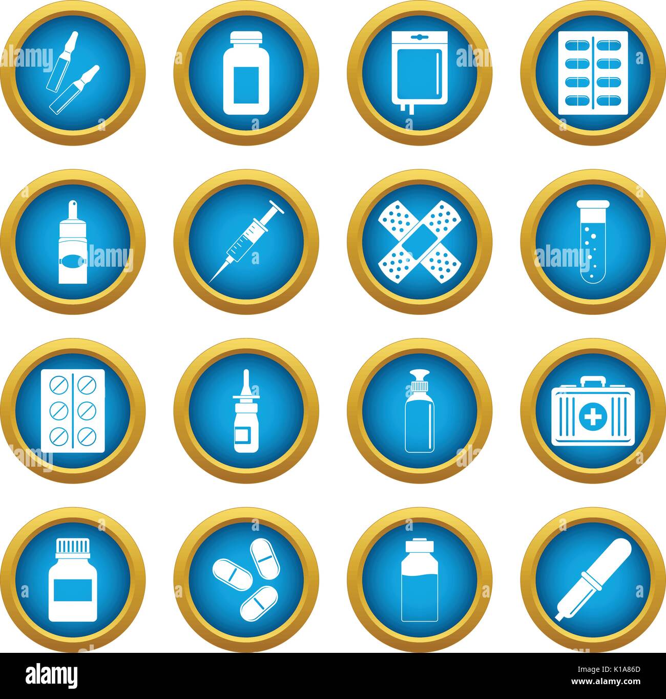 Different drugs icons blue circle set Stock Vector Image & Art - Alamy