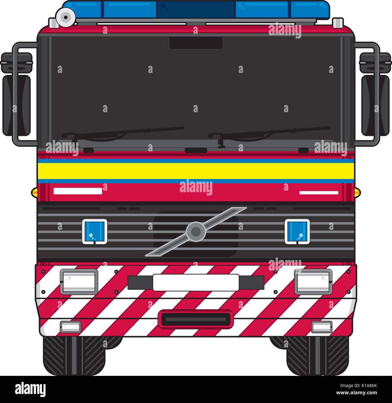 Cartoon Fireman - Firefighters Fire Engine Vector Illustration Stock ...