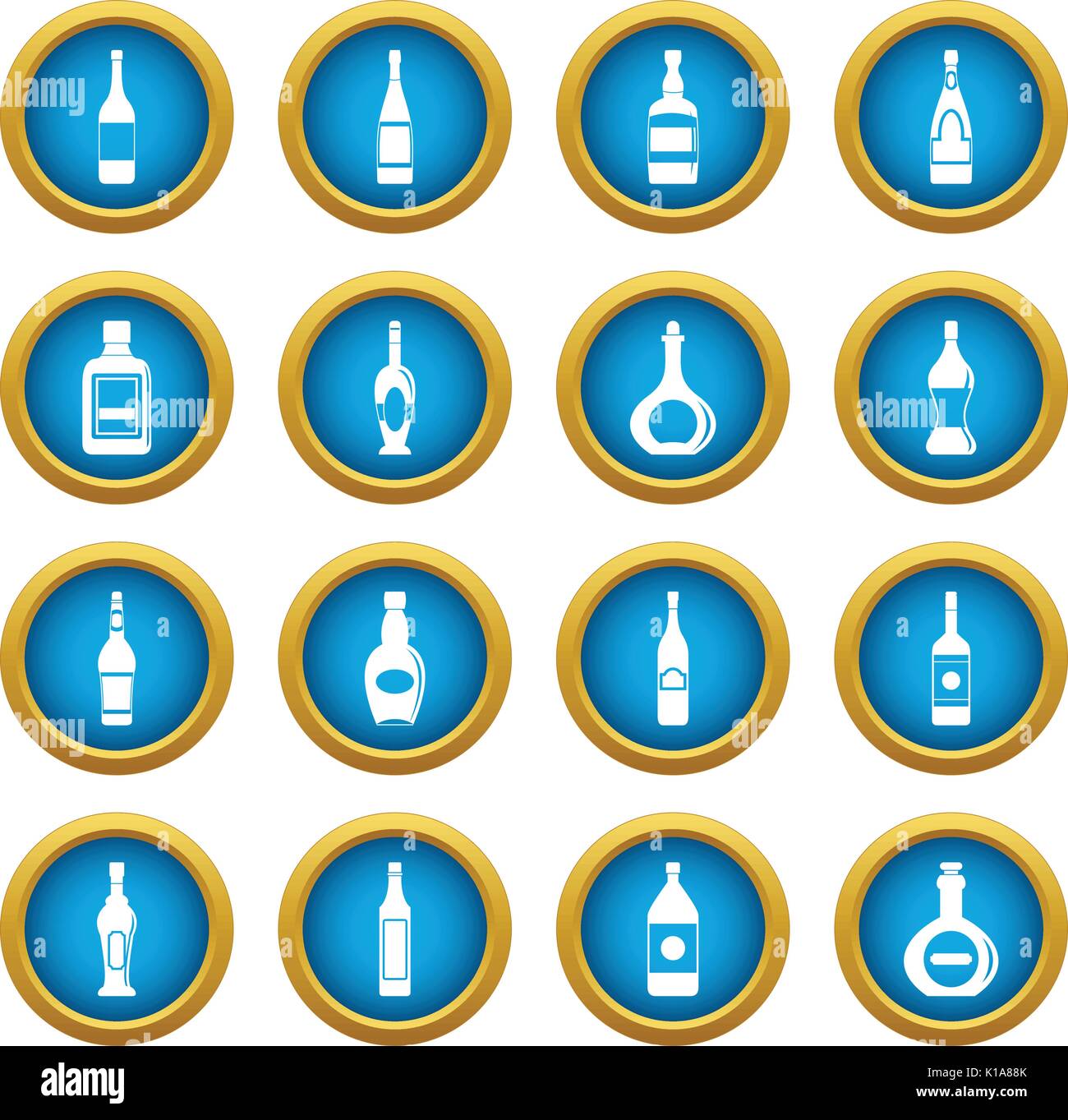 Bottle forms icons blue circle set Stock Vector Image & Art - Alamy