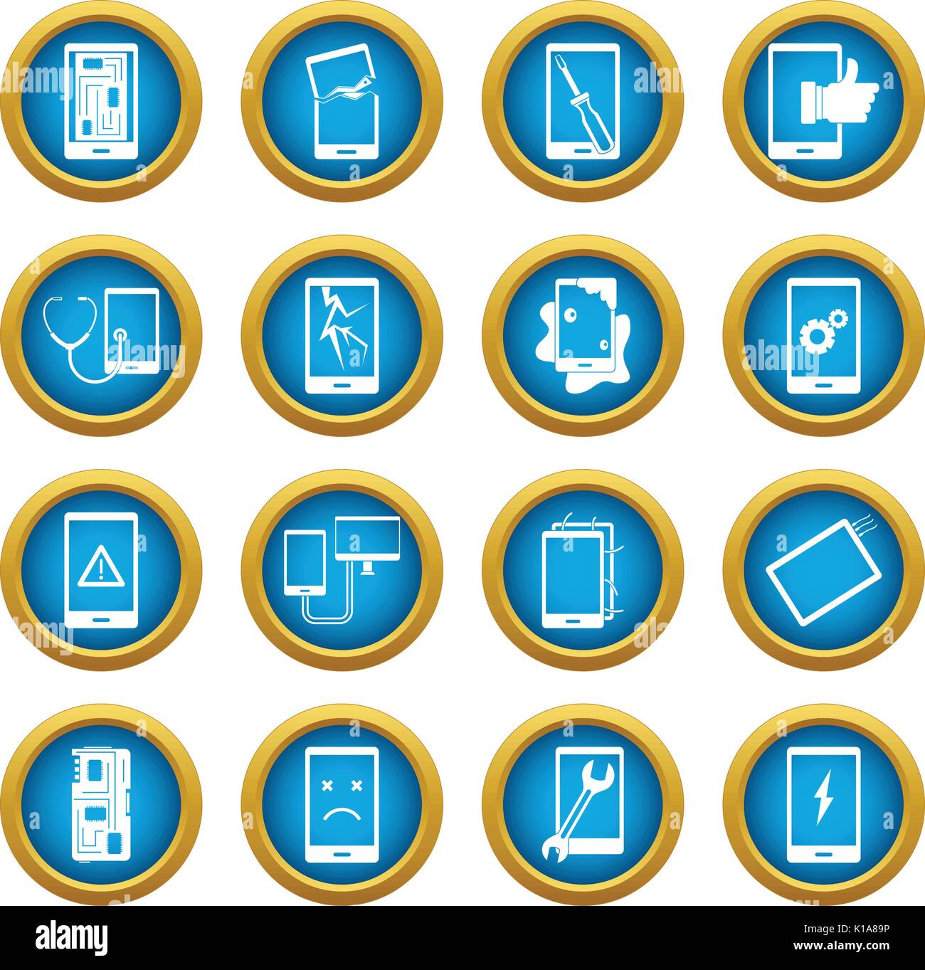 Device repair symbols icons blue circle set Stock Vector Image & Art ...
