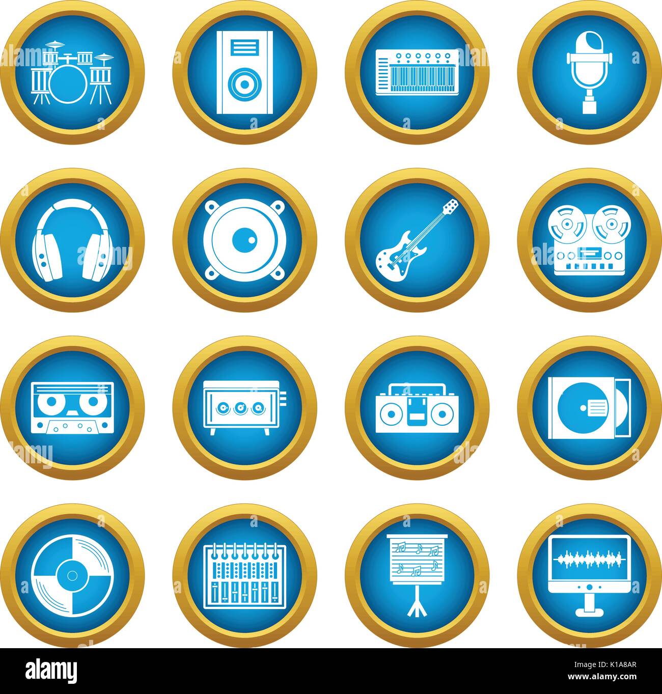 Recording studio icons circle hi-res stock photography and images - Alamy