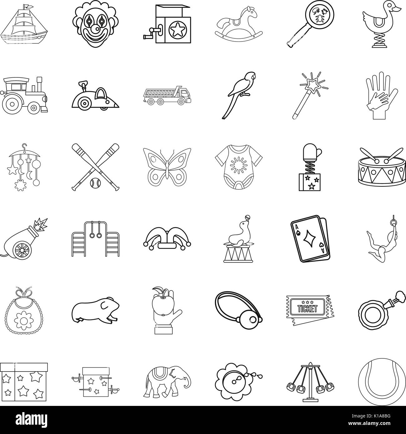 Fun icons set, outline style Stock Vector Image & Art - Alamy