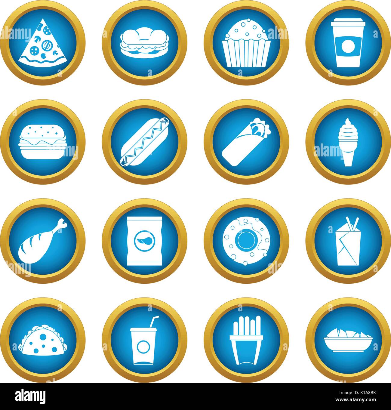Fast food icons blue circle set Stock Vector Image & Art - Alamy