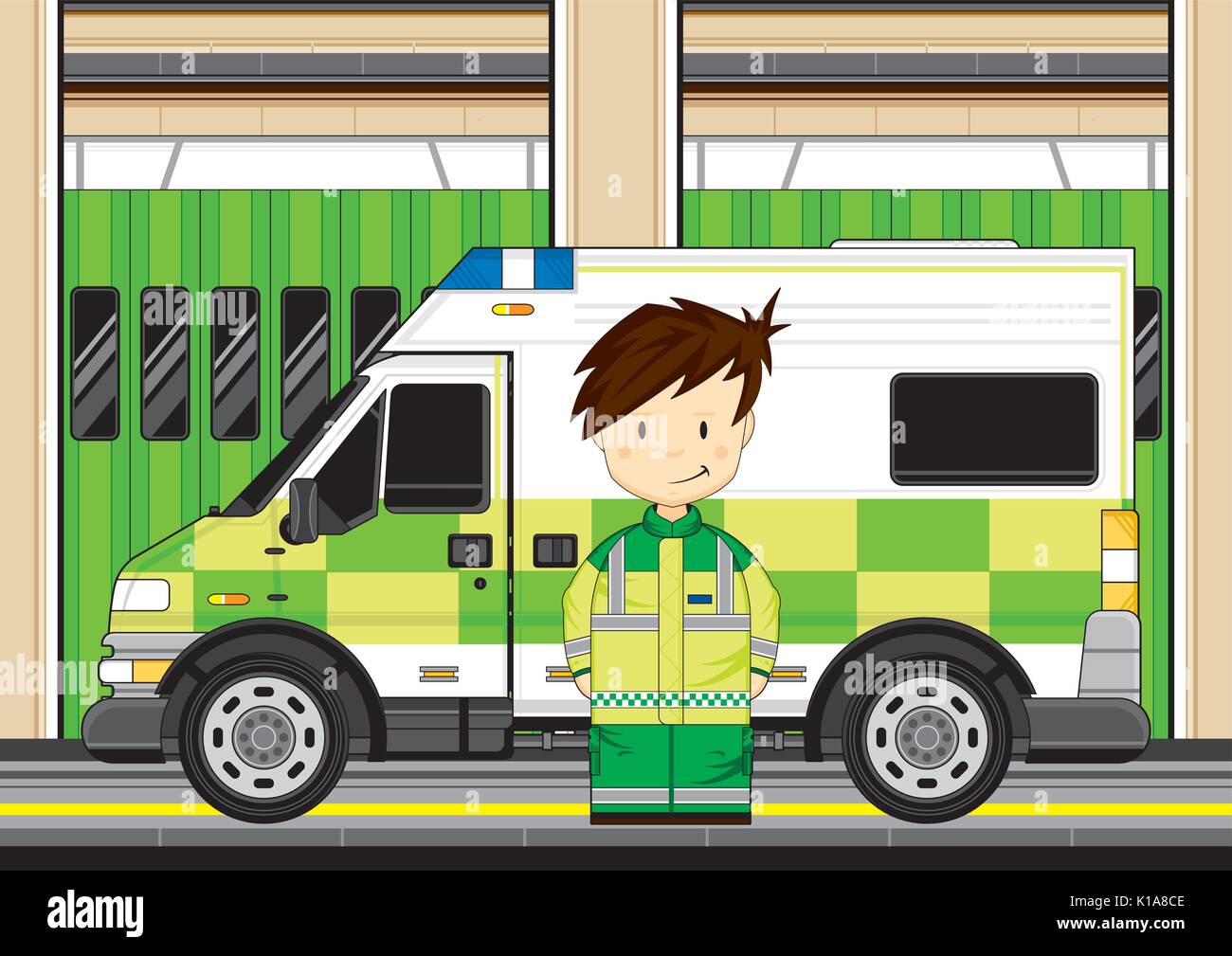 Cute Cartoon Medic and Ambulance Stock Vector Image & Art - Alamy