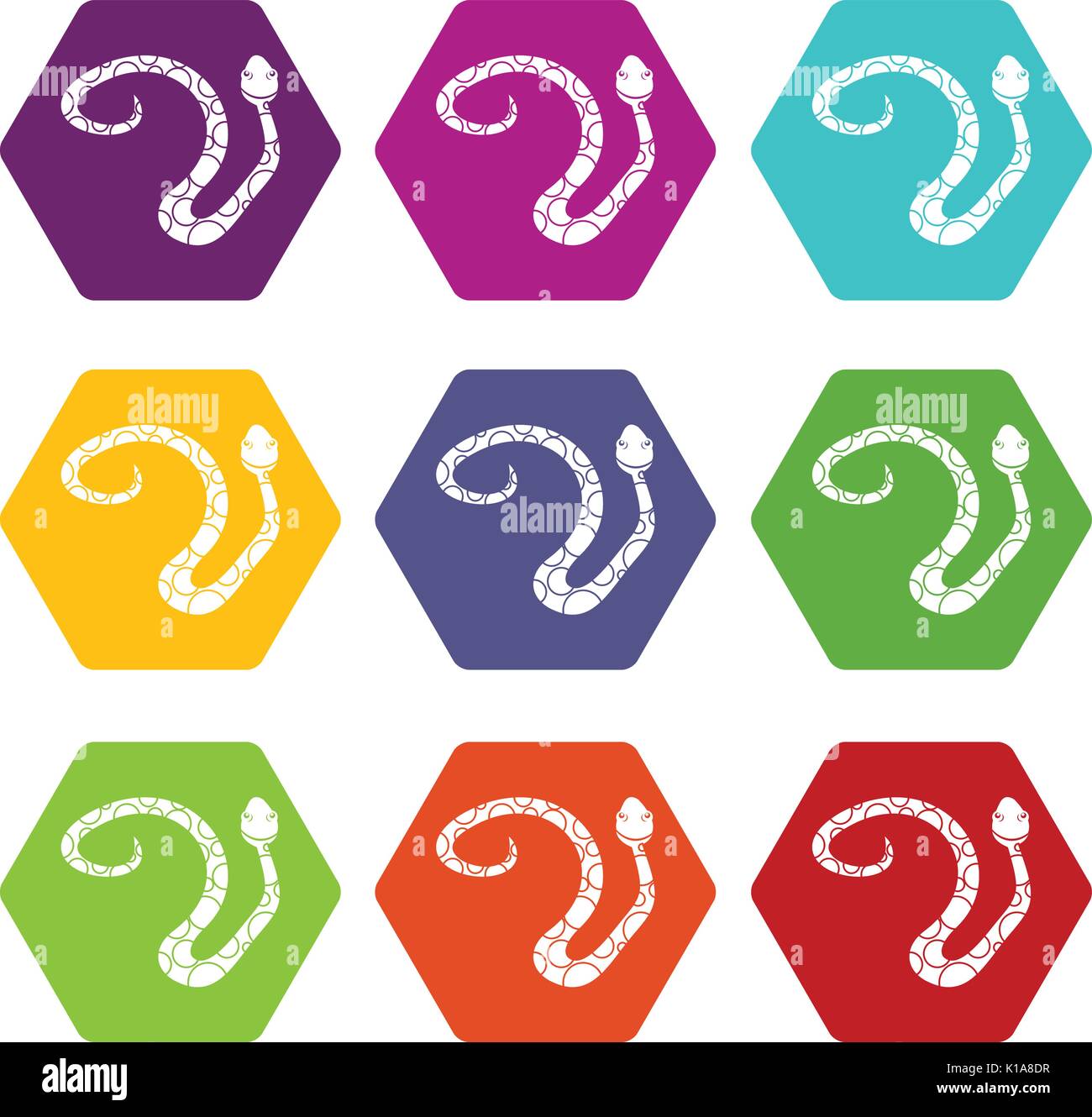 Spotted snake icon set color hexahedron Stock Vector Image & Art - Alamy