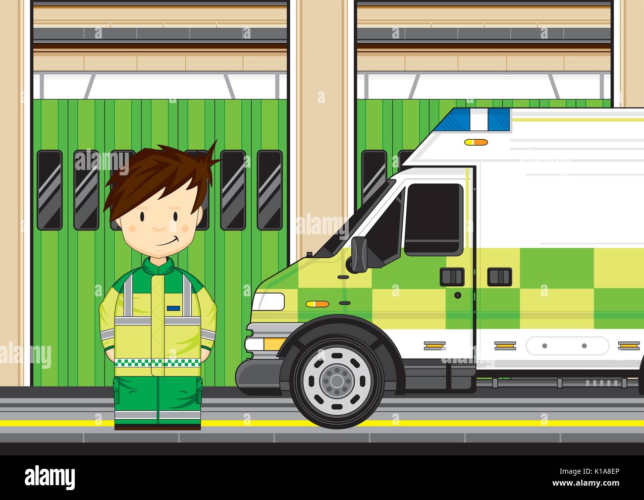 Cute Cartoon Medic and Ambulance Stock Vector Image & Art - Alamy