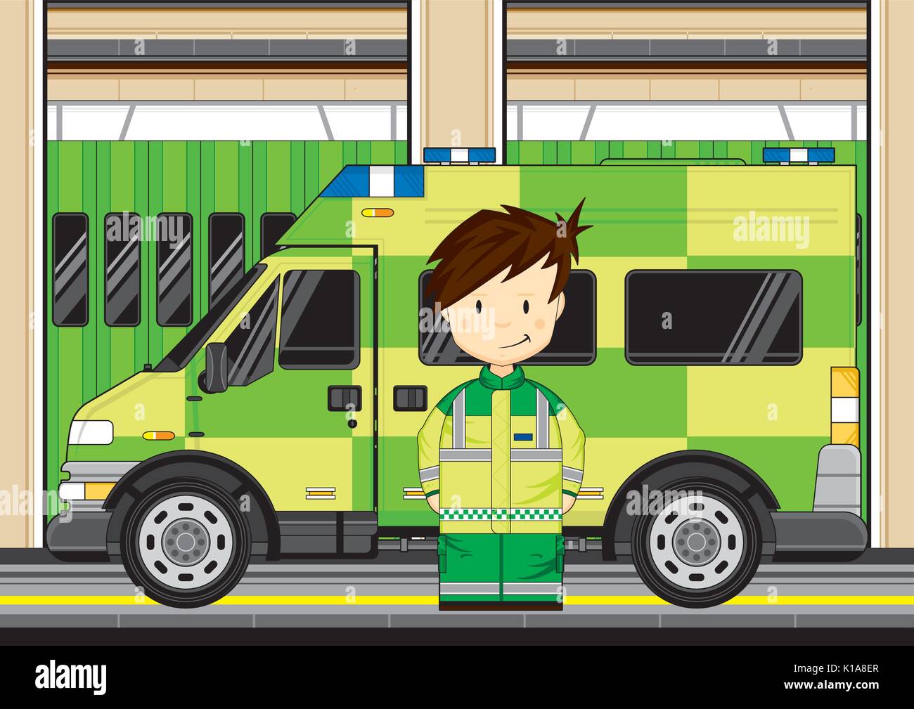Cute Cartoon Medic and Ambulance Stock Vector Image & Art - Alamy