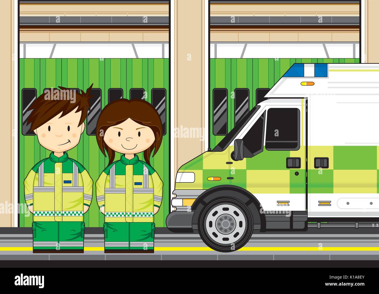 Cute Cartoon Medic and Ambulance Stock Vector Image & Art - Alamy