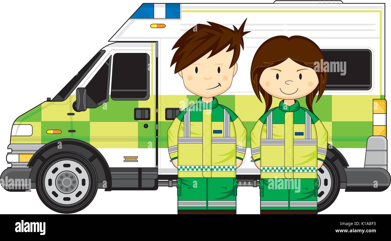 Cute Cartoon Medic and Ambulance Stock Vector Image & Art - Alamy
