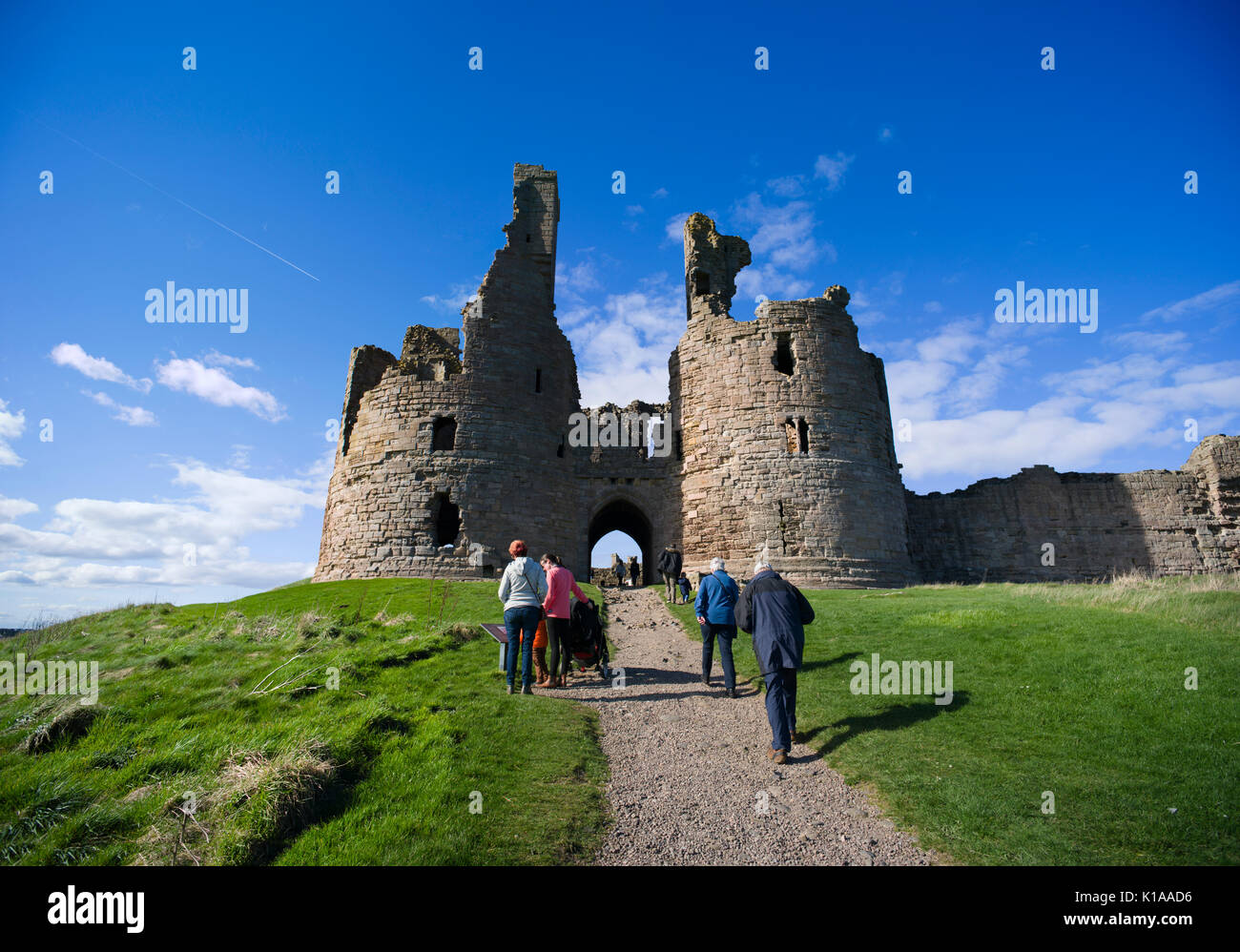 England, Northumberland - Craster on the north sea coast. Dunstanburgh ...