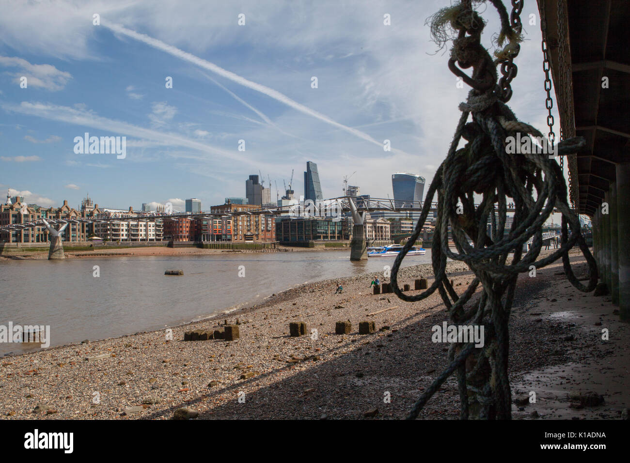 Bankside, River Thames, London UK, 25 August, 2017 - Riverside views ...