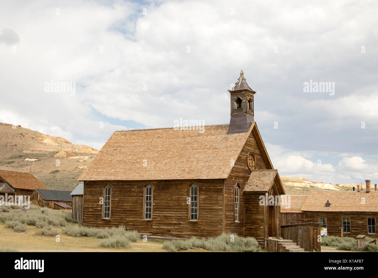 Extterior of rustic wooden Methodist church in Bodie State Historic Park Stock Photo - Alamy