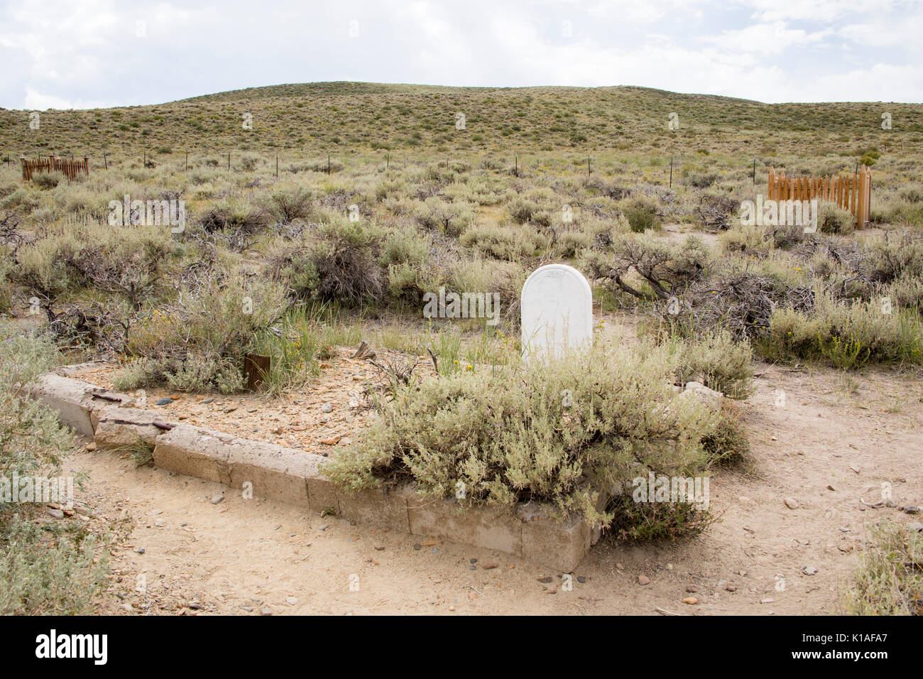Marble headstone on grave in cemetery in Bodie State Historic Park ...