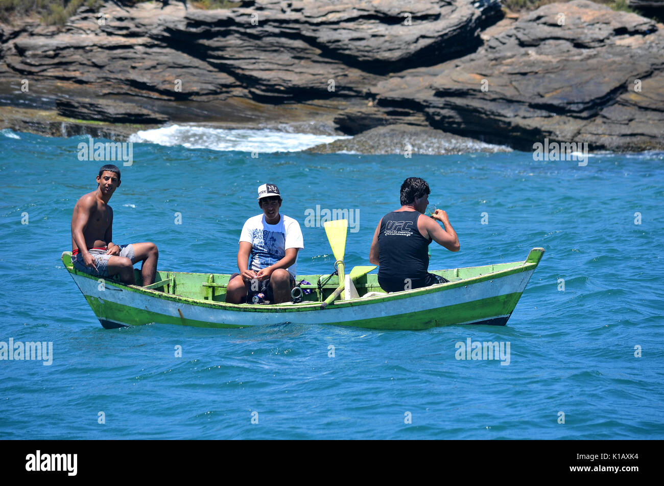 Buzios, Brazil, February 24, 2013: Artisanal fishing in the calm and ...