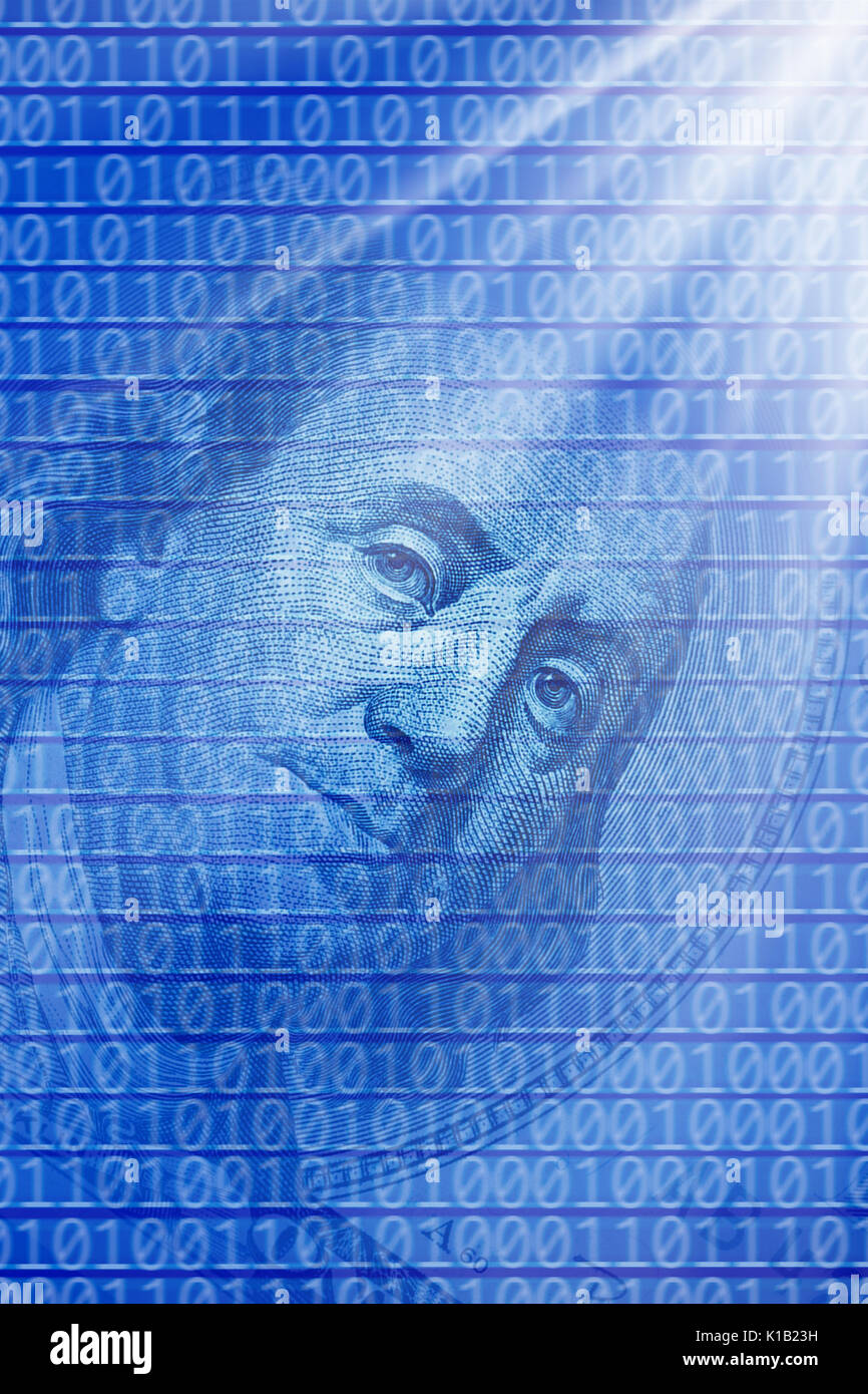 conceptual image of hundred dollar bill and binary code Stock Photo - Alamy