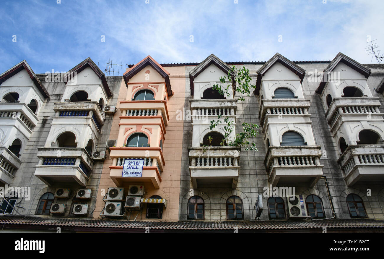 Chiang Mai, Thailand - Jun 22, 2016. Old buildings at downtown in ...