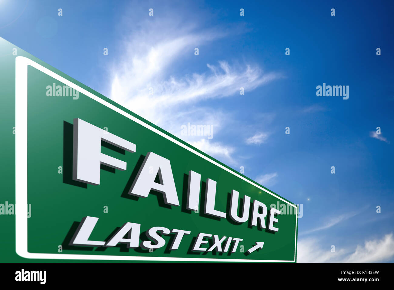 Hi-res 3D highway "Failure" road sign against a blue sky with ...
