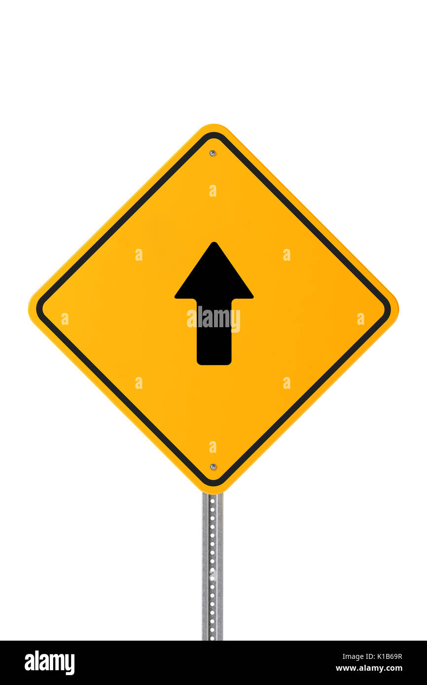 Yellow road sign. Isolated on white background to easily adapt into ...