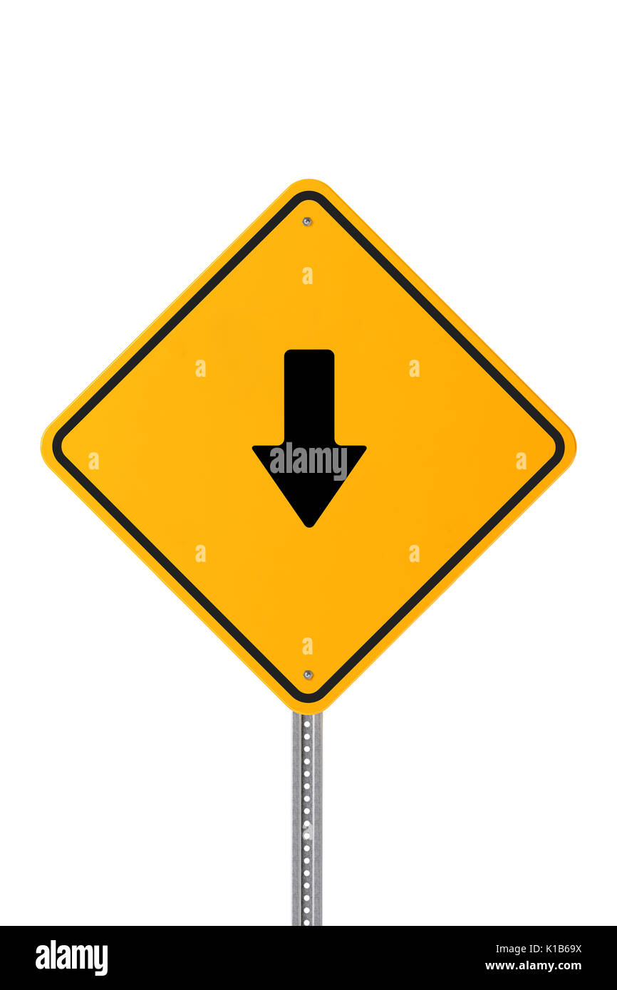 Yellow road sign. Isolated on white background to easily adapt into ...